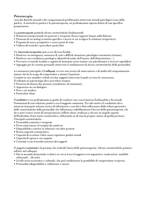 Psicoterapie Psicoanalisi E Psicofarmacia Docsity