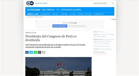 Lady Camones César Acuña Así Informa La Prensa Internacional La