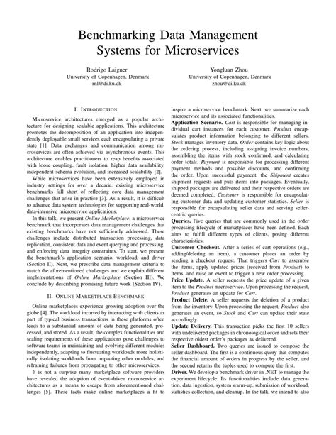 (PDF) Benchmarking Data Management Systems for Microservices