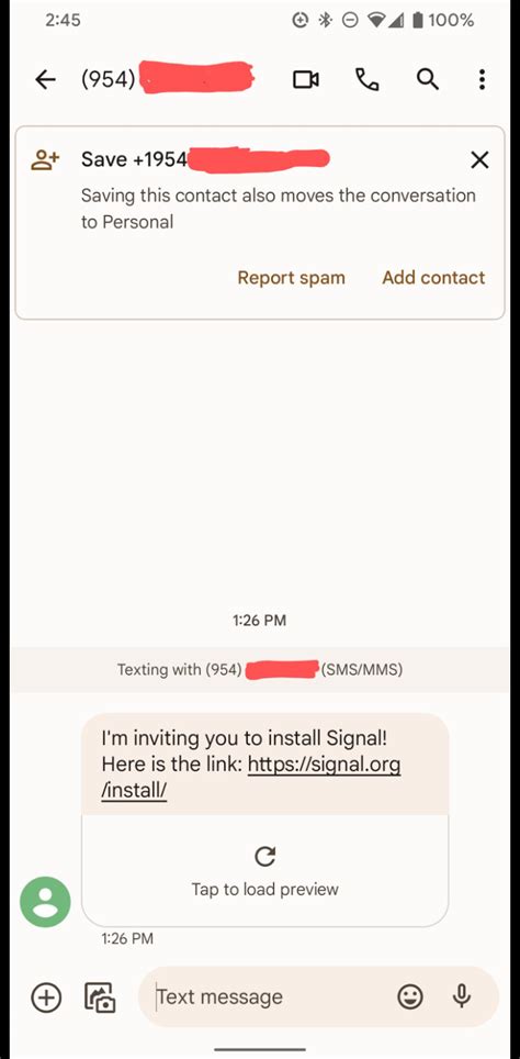 SMS From Unknown Number Inviting Me To Signal I Ve Never Used This App Is This Spam R Signal