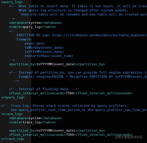 Clickhouse系统表日志清理 简介 Clickhouse会将查询日志，度量日志和堆栈采集日志记录下来，存储到自 掘金