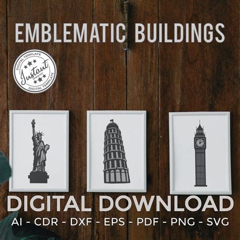 Skyline Laser Cut Gráficos Vectoriales Edificios Icónicos Corte Y Elaboración Por Láser Vector