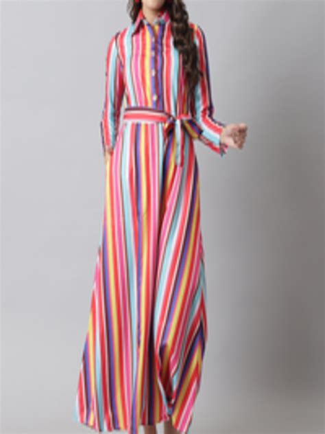 Buy Karmic Vision Striped Crepe Shirt Maxi Dress Dresses For Women
