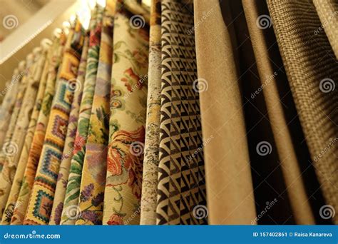Rolls Of Fabric And Textiles In Store Stock Image Image Of Designer