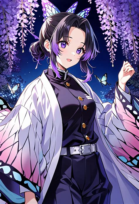 Anime Girl With Butterfly Wings And A Purple Kimono Seaart Ai