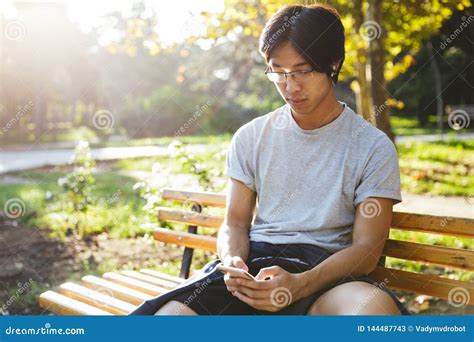 Smiling Asian Athlete Man Wearing Sportswear Stock Image Image Of