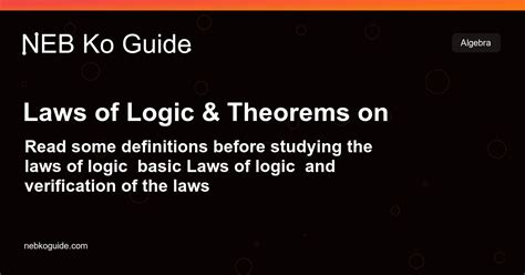 Laws Of Logic And Theorems On Set Operations Math Class 11