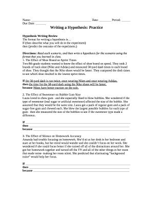 Writing A Hypothesis Practice Doc Template PdfFiller