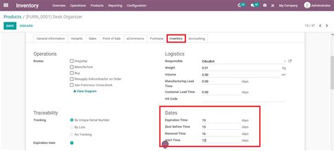 how to setup product expiry date in odoo 14