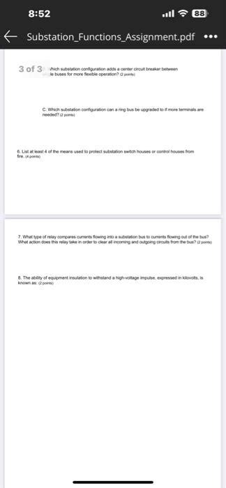 Solved Substation Functions And Types Assignment 1 Of 3