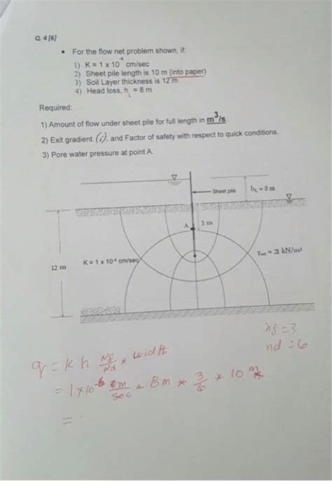 Solved Q 416 For The Flow Net Problem Shown It 1 K1x10