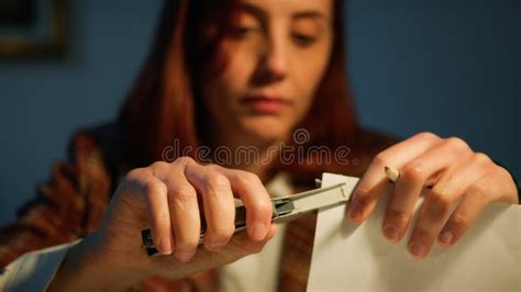 Young Secretary Girl Pin Of Finance Sheets Stock Image Image Of Sheet