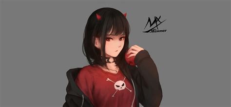 1792x828 Resolution Devil Anime Girl Art 1792x828 Resolution Wallpaper