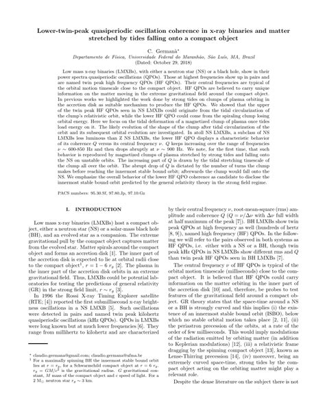 Pdf Lower Twin Peak Quasiperiodic Oscillation Coherence In X Ray Binaries And Matter Stretched
