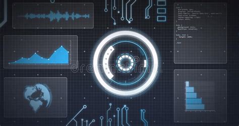 Image Of Statistics Recording And Scope Scanning On Screens Over Grid