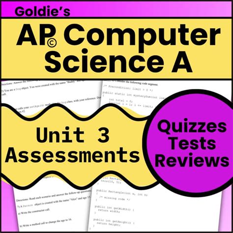 Ap® Csa Unit 3 Class Creation Goldies Assessments By Goldies Math