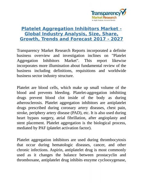 Platelet Aggregation Inhibitors Market