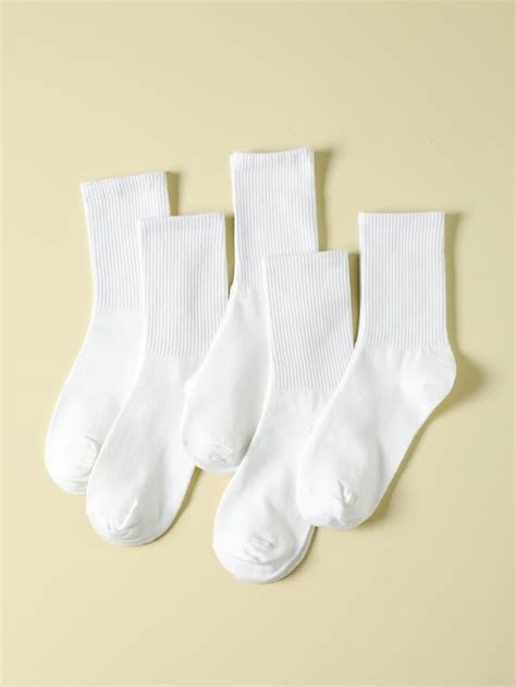 5pairs Solid Crew Socks In 2025 Socks Women Crew Socks Aesthetic Socks