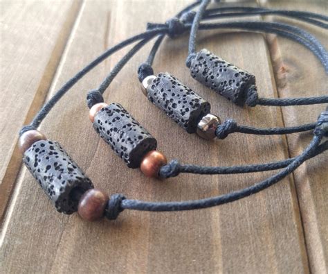 Mens Lava Bead Bracelet Masculine Essential Oil Bracelet For Etsy