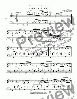 Capricho árabe for piano solo Download Sheet Music PDF file