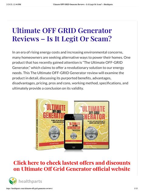 Ultimate Off Grid Generator Reviews Pdf Off The Grid Electrical Grid