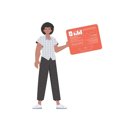 Premium Vector A Man Holds A Panel With Analyzers And Indicators In His Hands Iot And