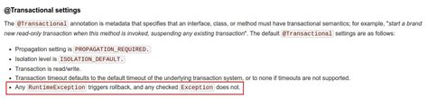 hibernate spring transaction doesn t rollback with exception stack