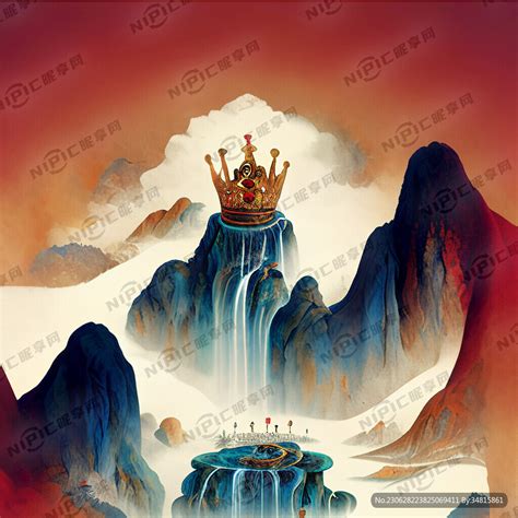 AI创作图百岁山矿泉水海报 要有皇冠 丝绸背景 流光溢彩的效果 广告语水中贵族nipic 昵图网