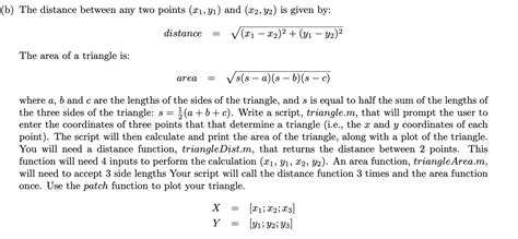 Solved B The Distance Between Any Two Points X1 Yı And