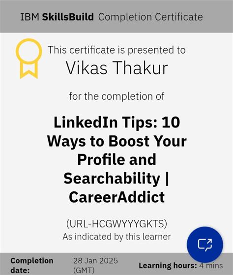 Got A Certificate Of Completion From Ibm Skillsbuild For Linkedin Tips