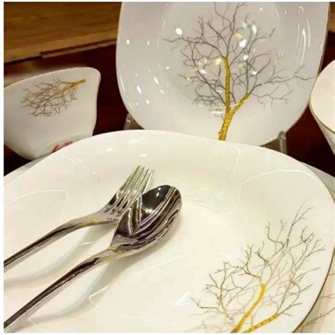 خرید و قیمت آرکوپال 26 پارچه 6 نفره چهار گوش مقصود طرح درخت طلا لب طلایی، درخت طلا، لب طلایی