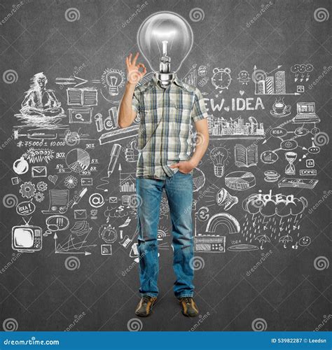 Lamp Head Man Shows Ok Stock Image Image Of Lifestyle 53982287