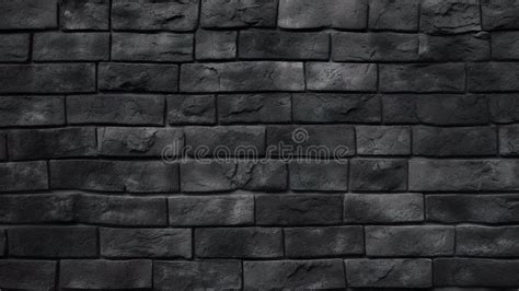 Abstract Black Brick Wall Texture For Pattern Background Wide Panorama