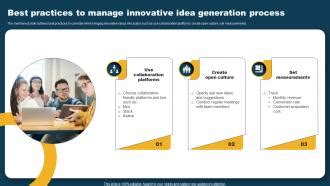 Best Practices To Manage Innovative Idea Generation Process PPT Presentation