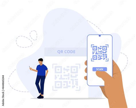 Vector Illustration Qr Code Scanning Concept Showing People Scan Code