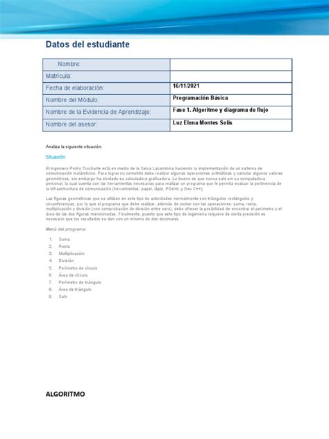 Pb Fase 1 Algoritmo Y Diagrama De Flujo Pdf Algoritmos Sustracción Pb Fase 1 Algoritmo Y Diagrama De Flujo Pdf Algoritmos Sustracción