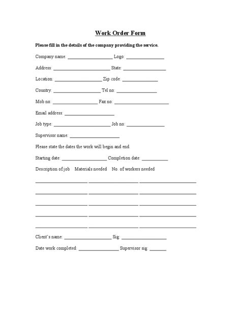 Contoh Work Order 56 Koleksi Gambar