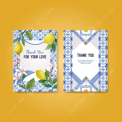 초대 및 인사말 수채화 벡터 일러스트 레이 션에 대 한 이탈리아어 타일 개념 디자인으로 카드 템플릿 감사합니다 템플릿 Psd 다운로드 디자인 자료 다운로드