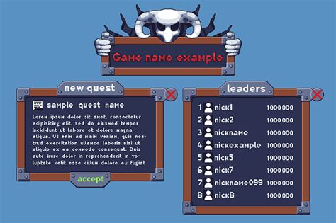 pixel art 2d game ui by free game assets gui sprite tilesets