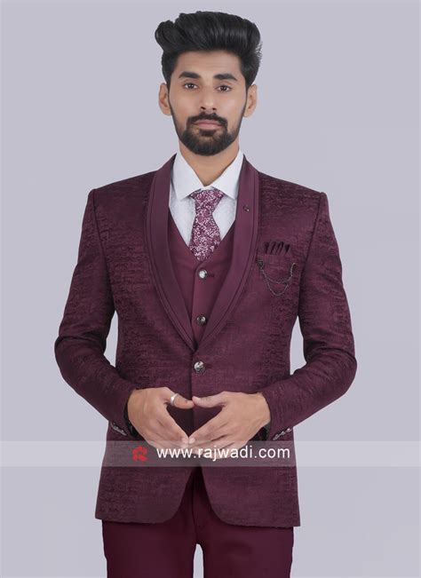 Imported Wine Mens Wear Suit For Wedding