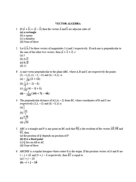 Ch 10 Vector Algebra Updated Pdf Euclidean Vector Mathematical
