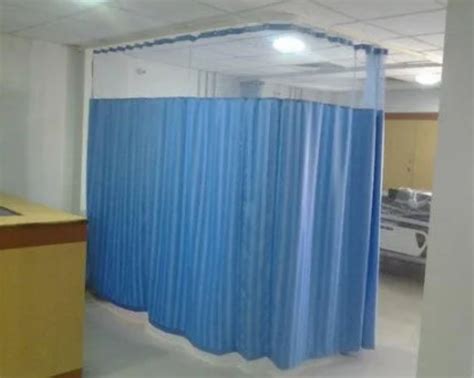 Polyester And PVC Sky Blue And White Hospital Cotton Curtains For Hospitals And Clinics At Rs