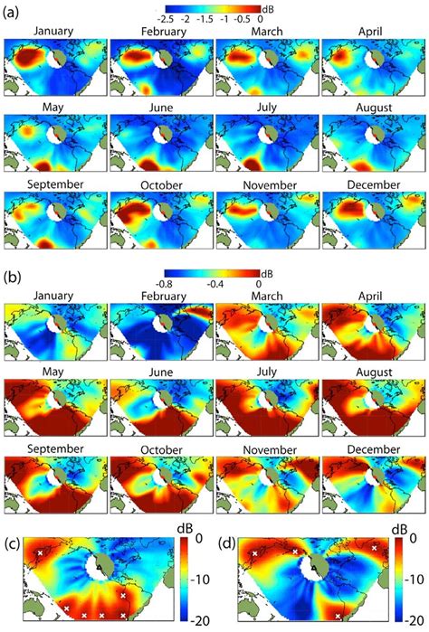 P Wave Microseism Source Areas From Monthly Averaged Beamformer Outputs