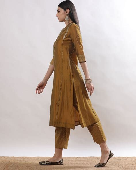 Buy Mustard Yellow Kurta Suit Sets For Women By Svrnaa Online Ajio