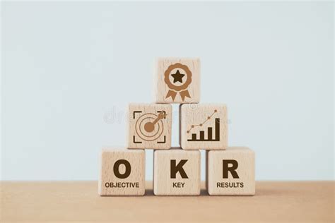 Okr Objective Key Results Text On Wooden Cube Blocks Business Target And Drive Business And