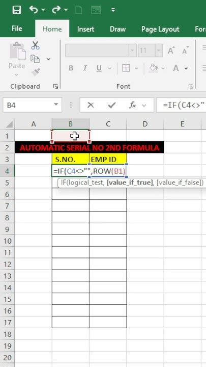 Automatic Serial Numbers In Second Functions Excelformula Shortvideo Shortsvideo Shorts