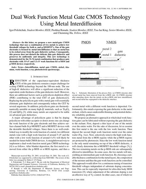 Pdf Dual Work Function Metal Gate Cmos Technology Using Metal