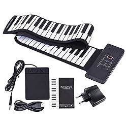 Btuty Silicone Portable 88 Touches Roll Up Piano Électronique Clavier USB Built in Li ion et
