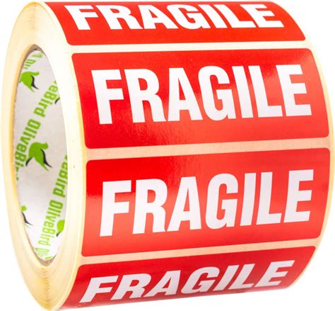 Olivebird X Fragile Autocollants X Mm Rouleau Avec Texte Sur