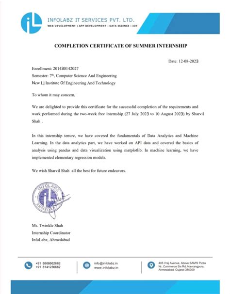 Sharvil Shah On Linkedin Datascience Machinelearning Internshipjourney